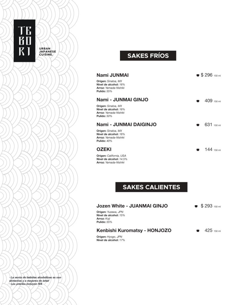TEBORI - Menú